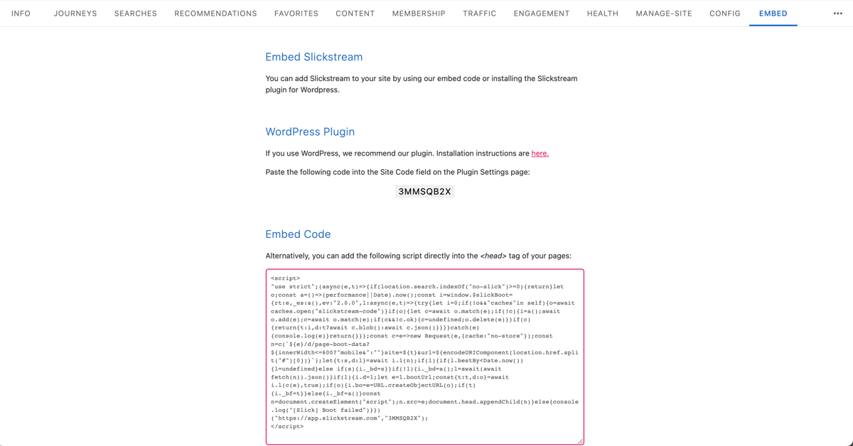 How To Add The Slickstream Embed Code To Your Site